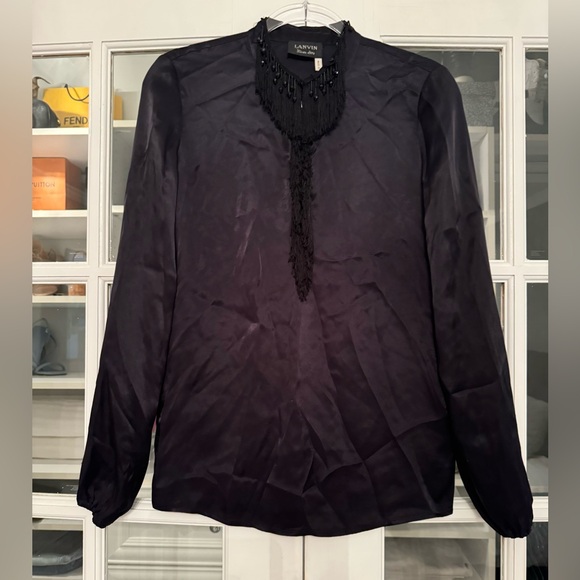 Lanvin | Tops | Lanvin Mock Neck Sleeve Blouse | Poshmark